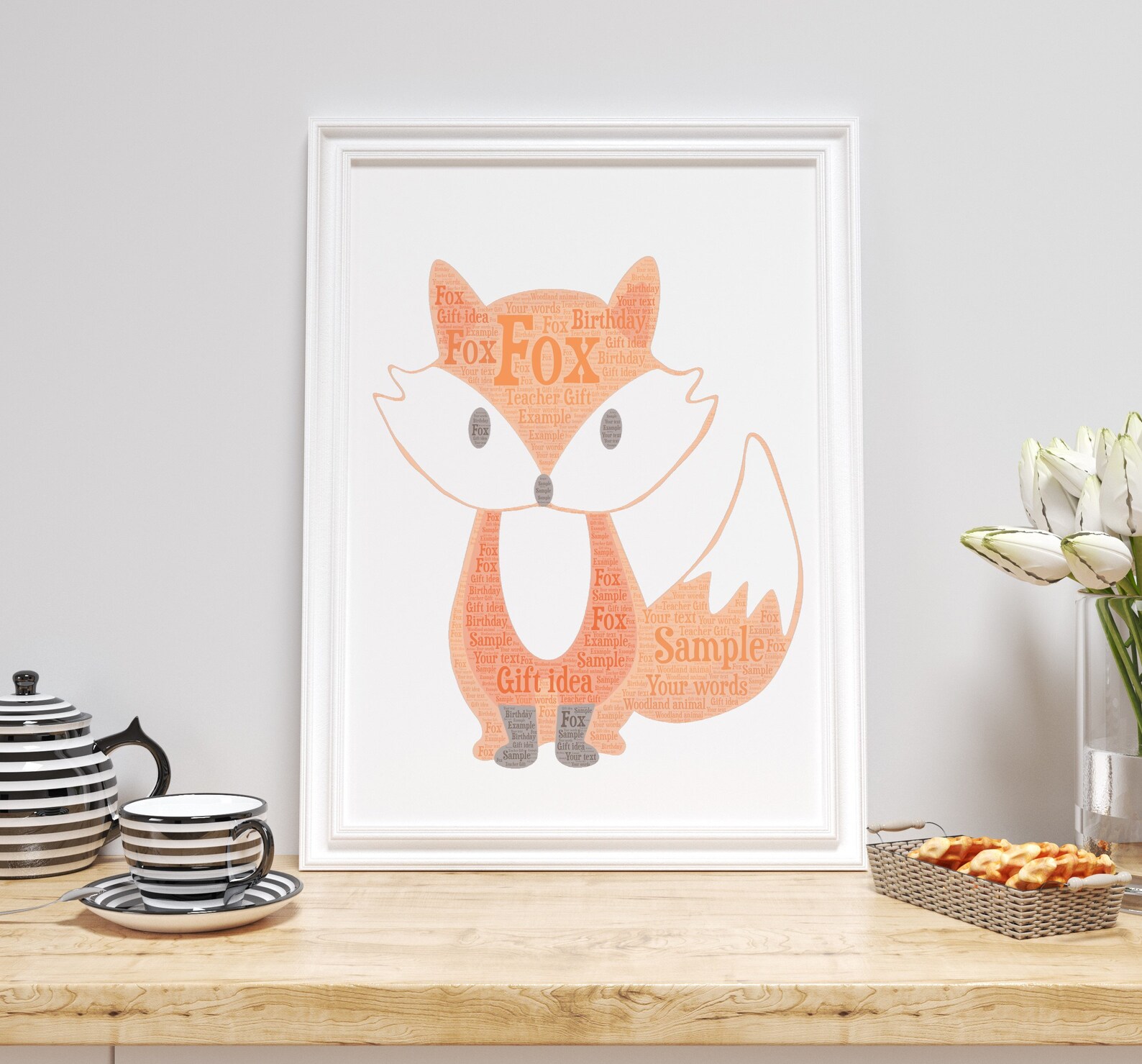 Personalised word art fox design fox image fox gift | Etsy