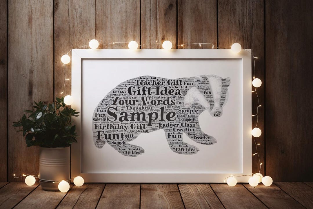 Badger Word Art Print - Custom Text Badger Silhouette - Unique Animal ...