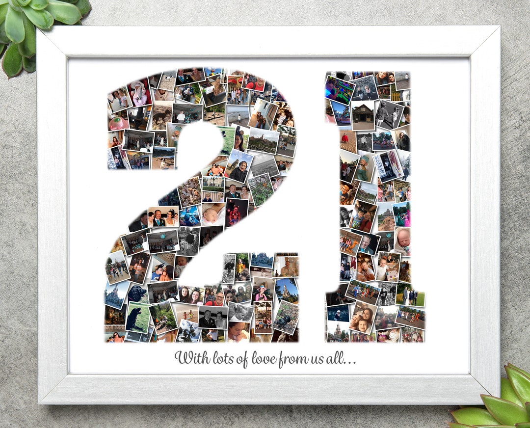 Number Photo Collage. 21 Photo Gift, Collage of Photos. Photo Gift ...