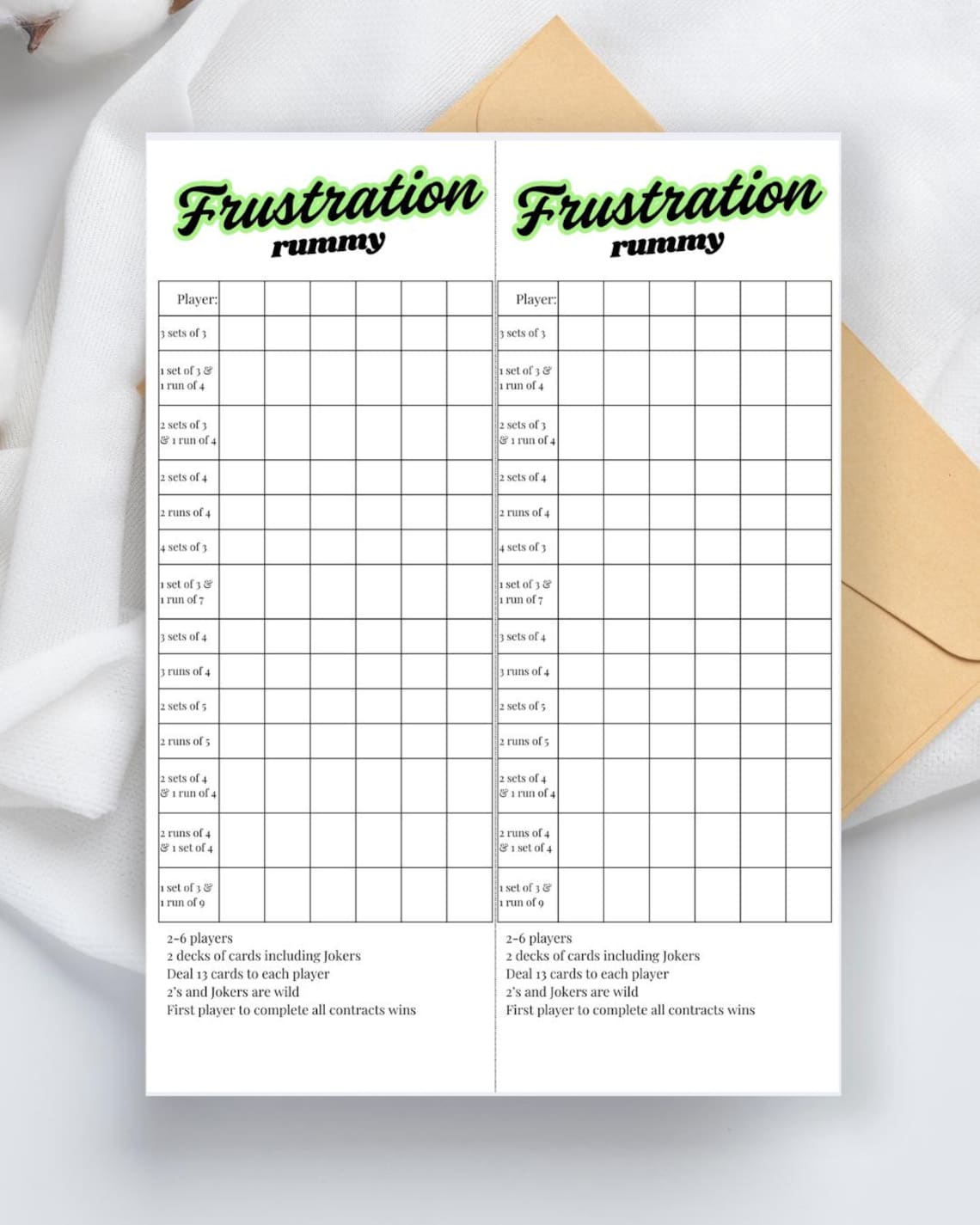 Printable Rummy Score Sheets | Frustration Rummy Cards | Gin Rummy ...