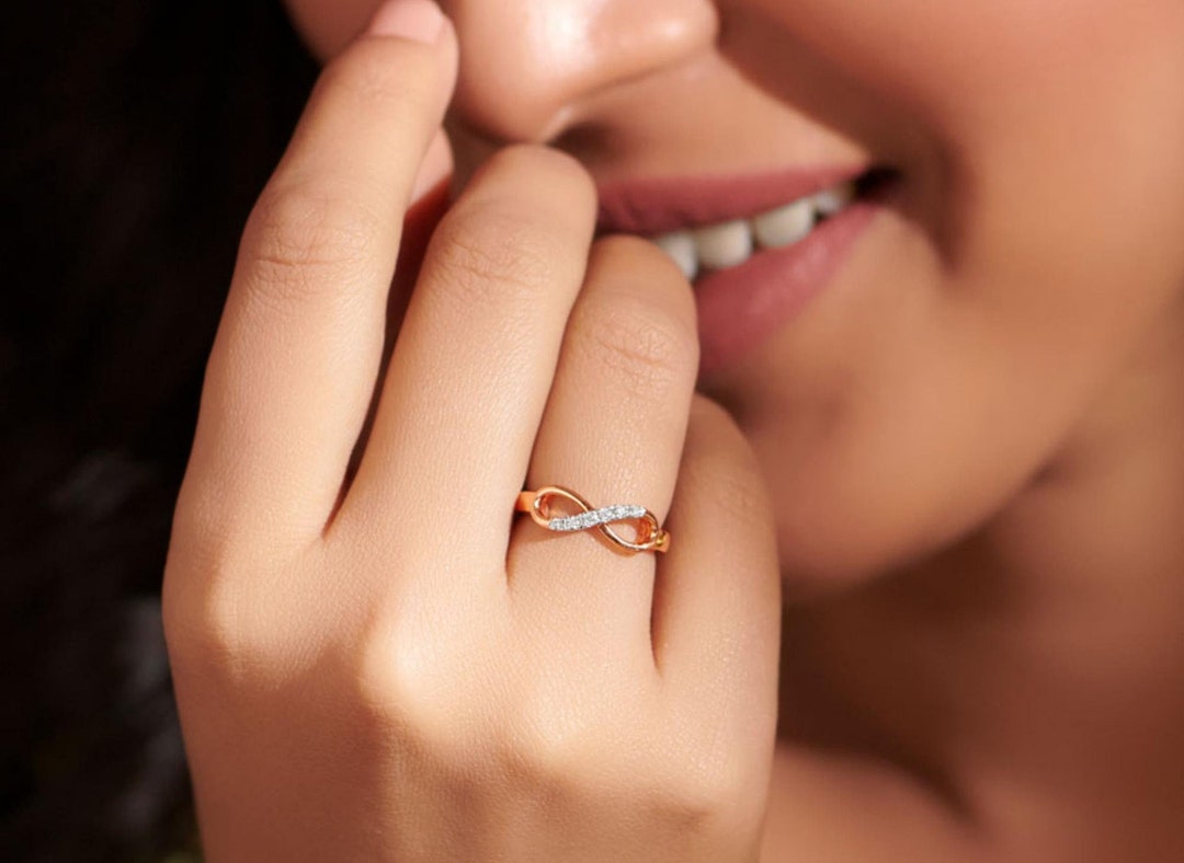Infinity Diamond Ring, Knot Diamond Ring, Infinity Ring Gold Diamond ...