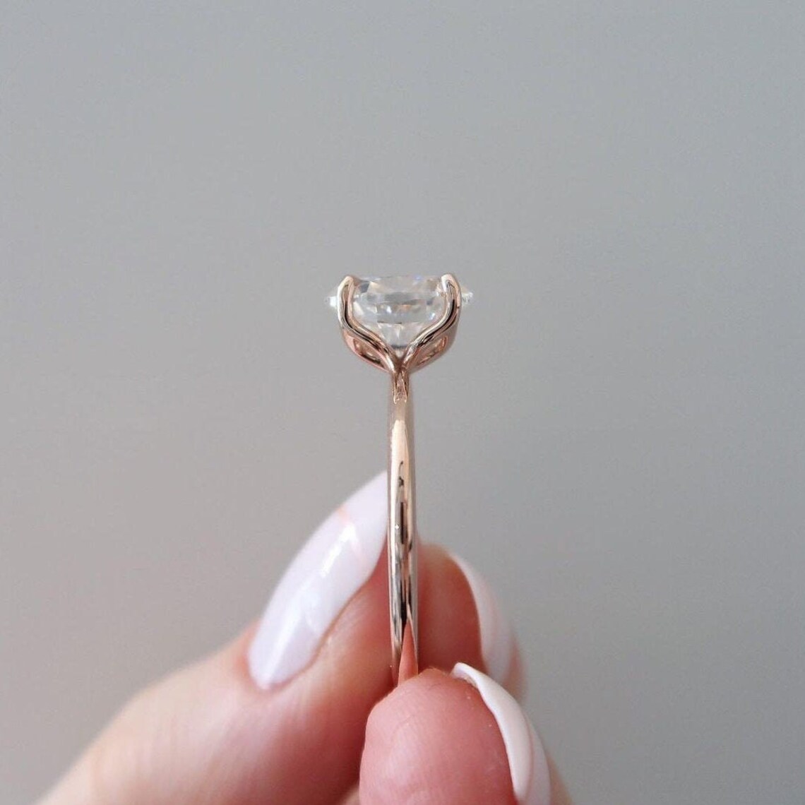 14K Solid Gold Ring/ 1.5CT Oval Simulated Diamond Wedding | Etsy