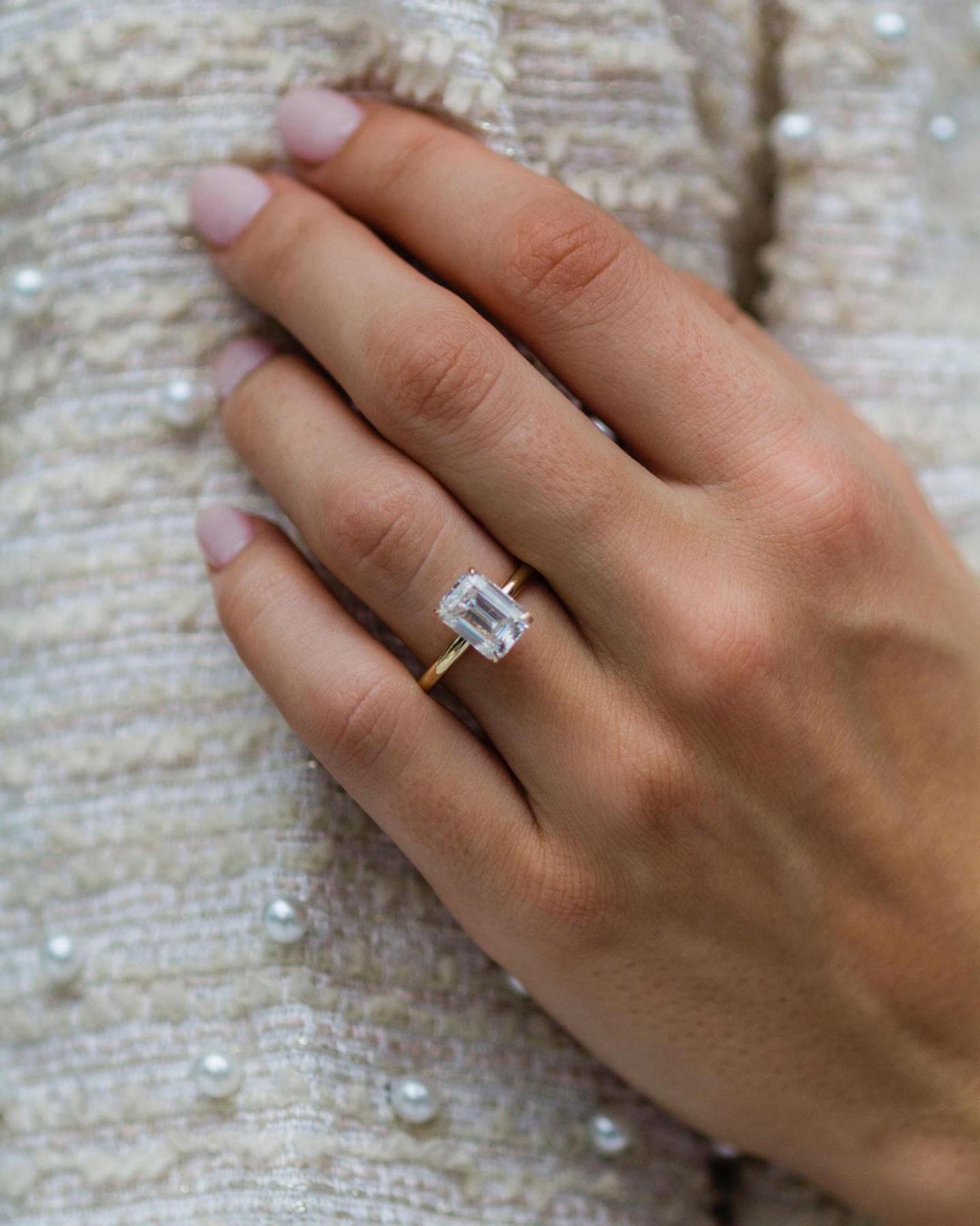 3 Ct Emerald Cut Moissanite Engagement Ring Emerald Cut Etsy