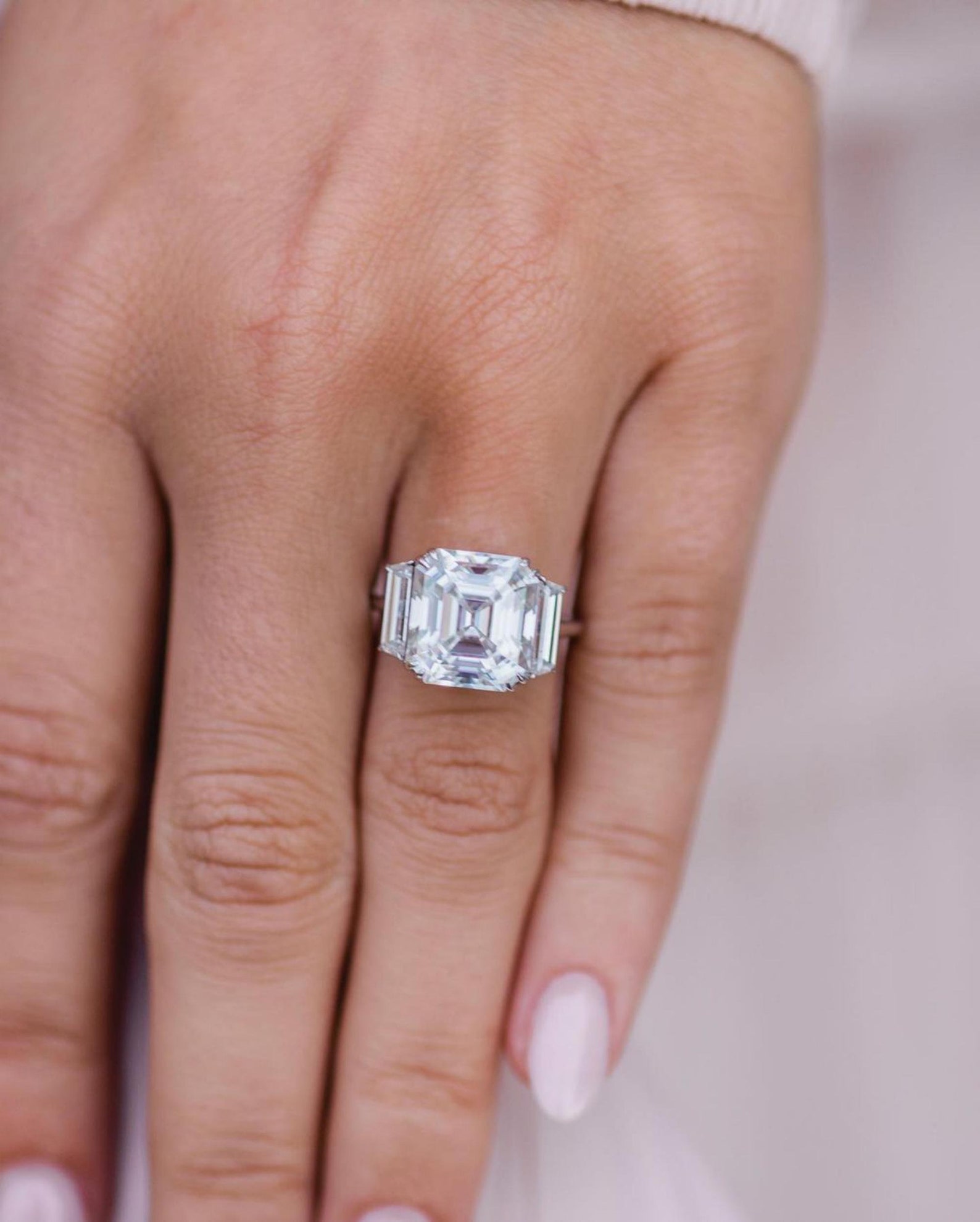 7ct Asscher Cut Moissanite Ring 3 Stone Emerald Cut | Etsy