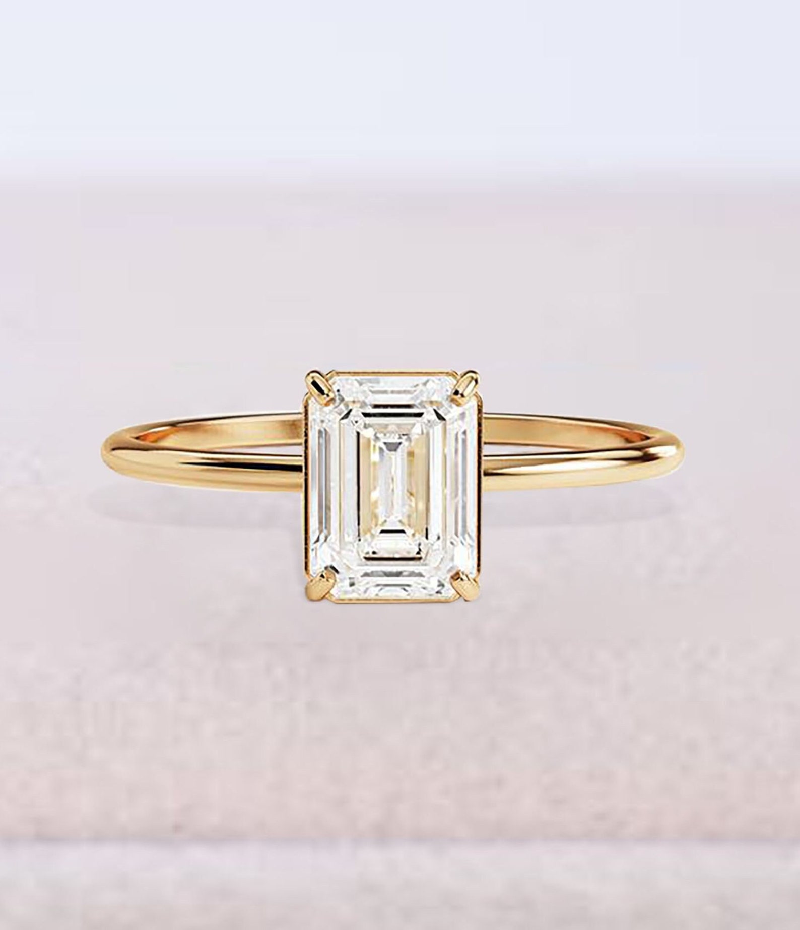 2ct Emerald Cut Engagement Ring Minimalist Engagement Ring - Etsy