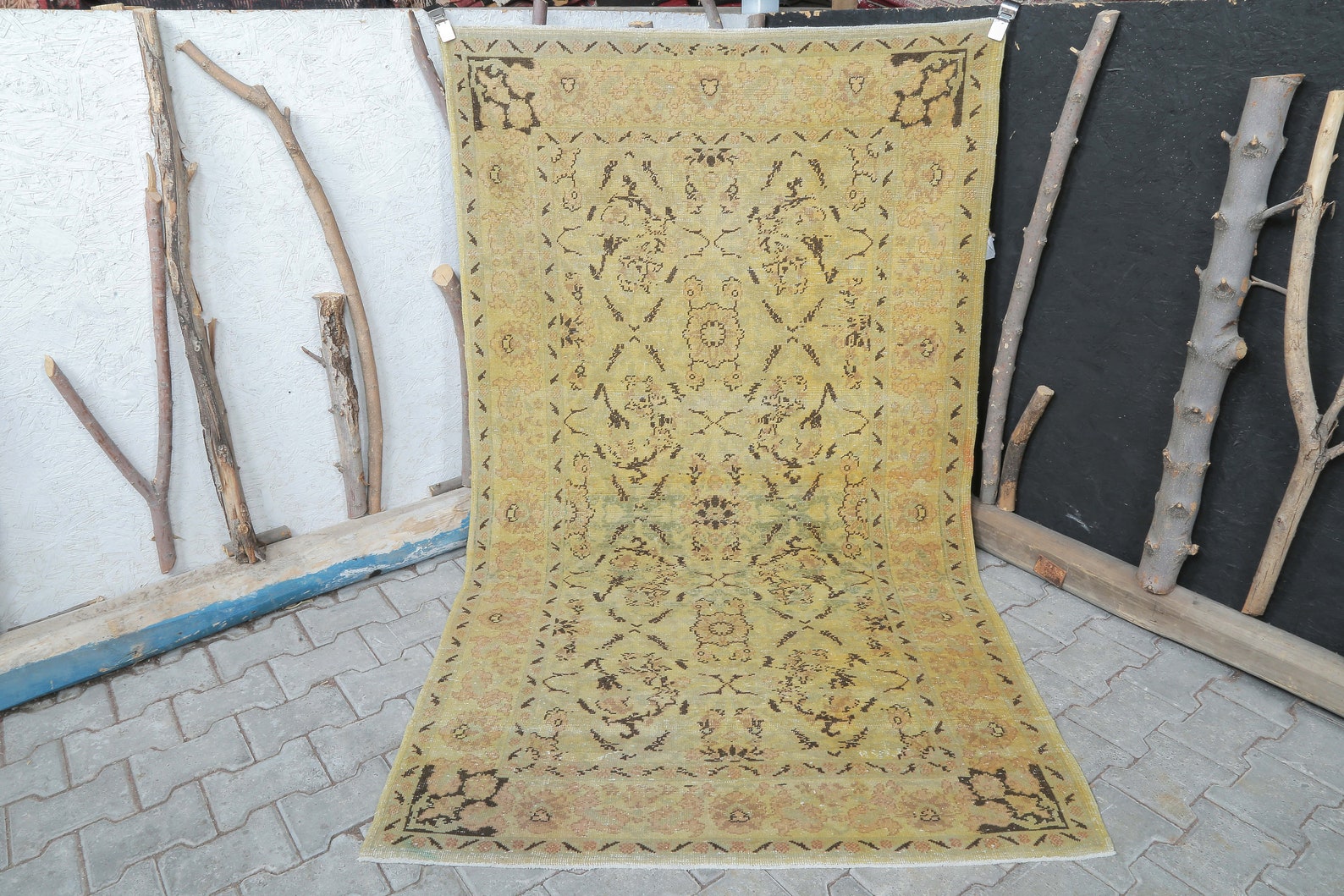 4x7 ft ANTIQUE TURKISH Rug MUSTARD Colored Area Rug | Etsy