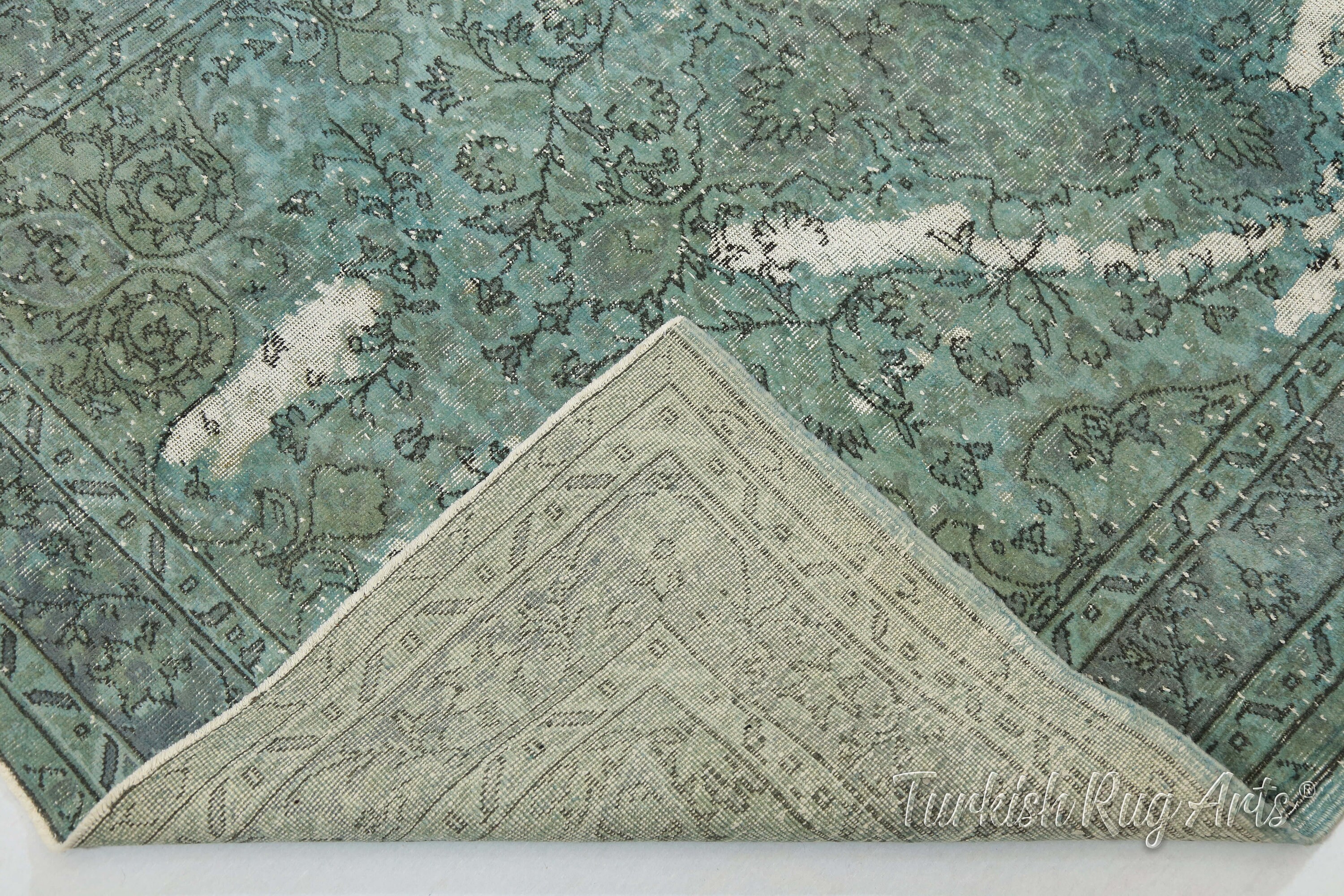 5.5x8.9 ft Turquoise GREEN TURKISH Vintage Rug Distressed | Etsy