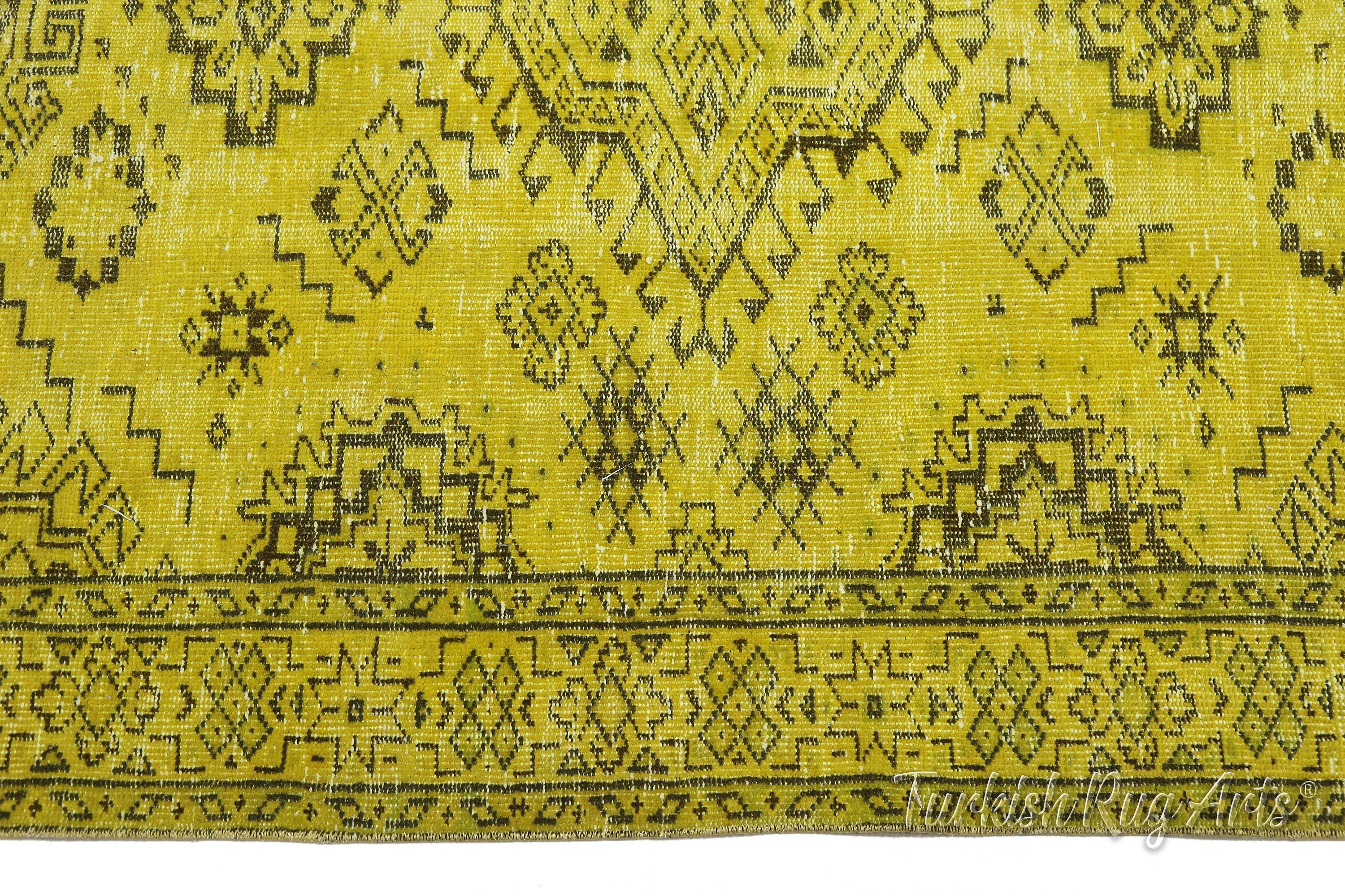 5.1x8.8 ft YELLOW VINTAGE Rug TURKISH Rug Handmade | Etsy