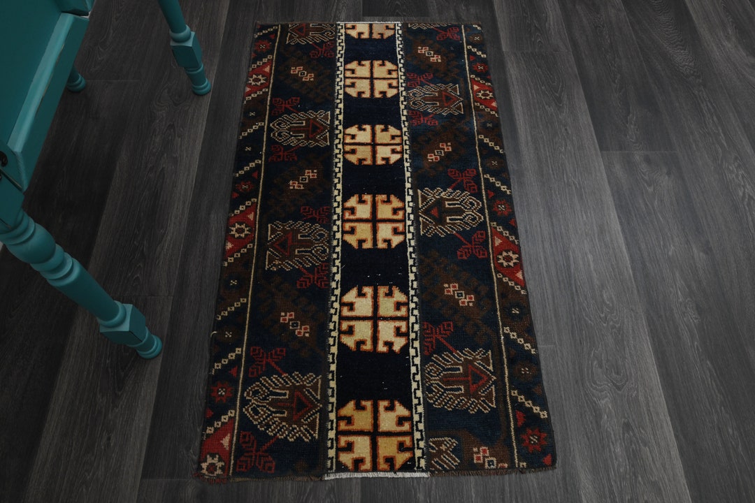 2.2x3.9 Ft, DARK BLUE TURKISH Rug, Vintage Rug, Oushak Rug, Wool ...