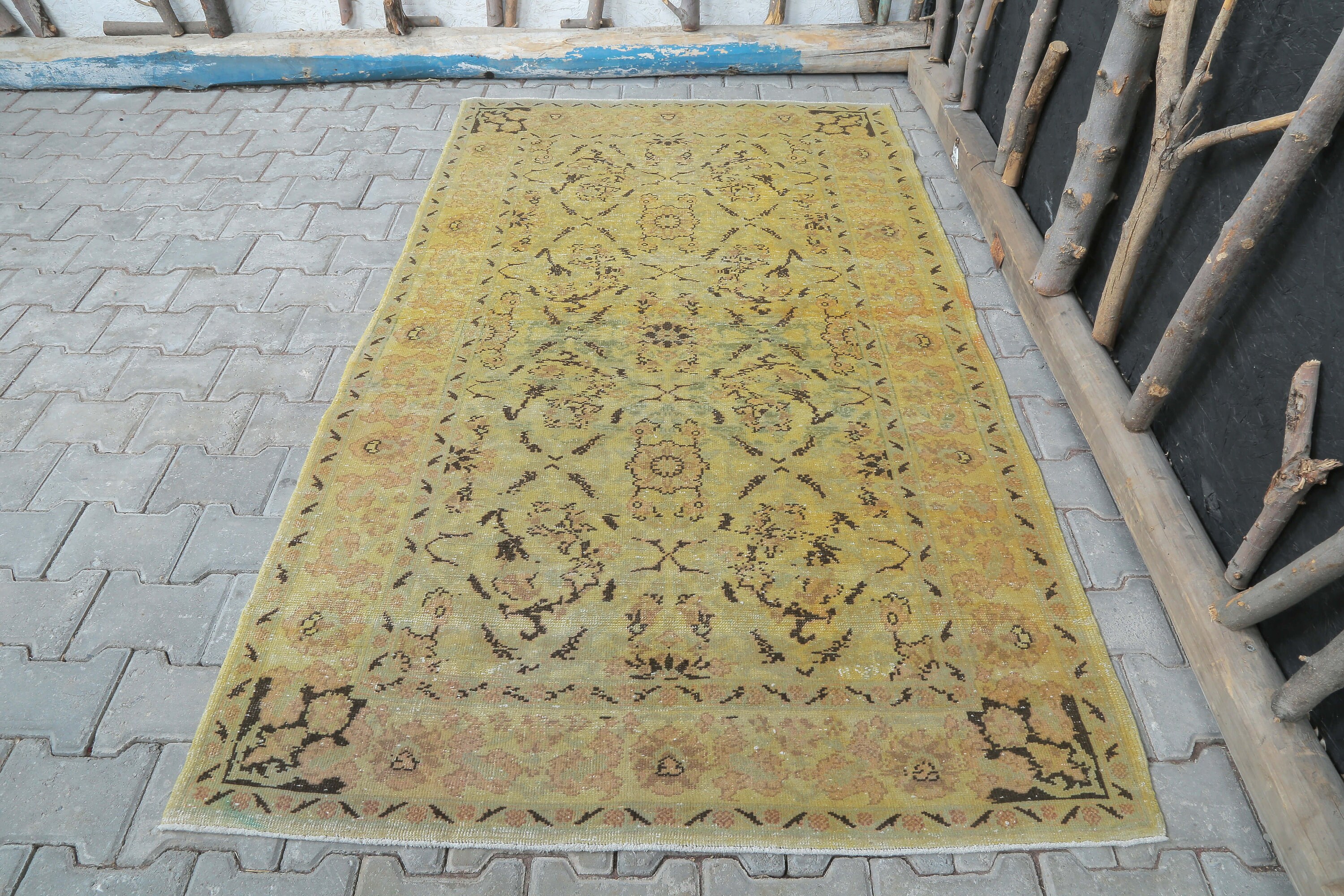 4x7 ft ANTIQUE TURKISH Rug MUSTARD Colored Area Rug | Etsy