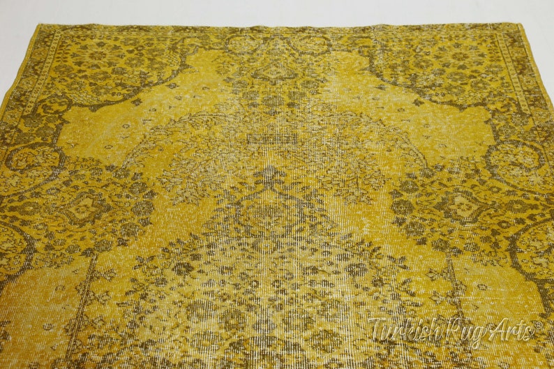 5.2x9 Ft YELLOW VINTAGE Rug TURKISH Rug Handmade - Etsy