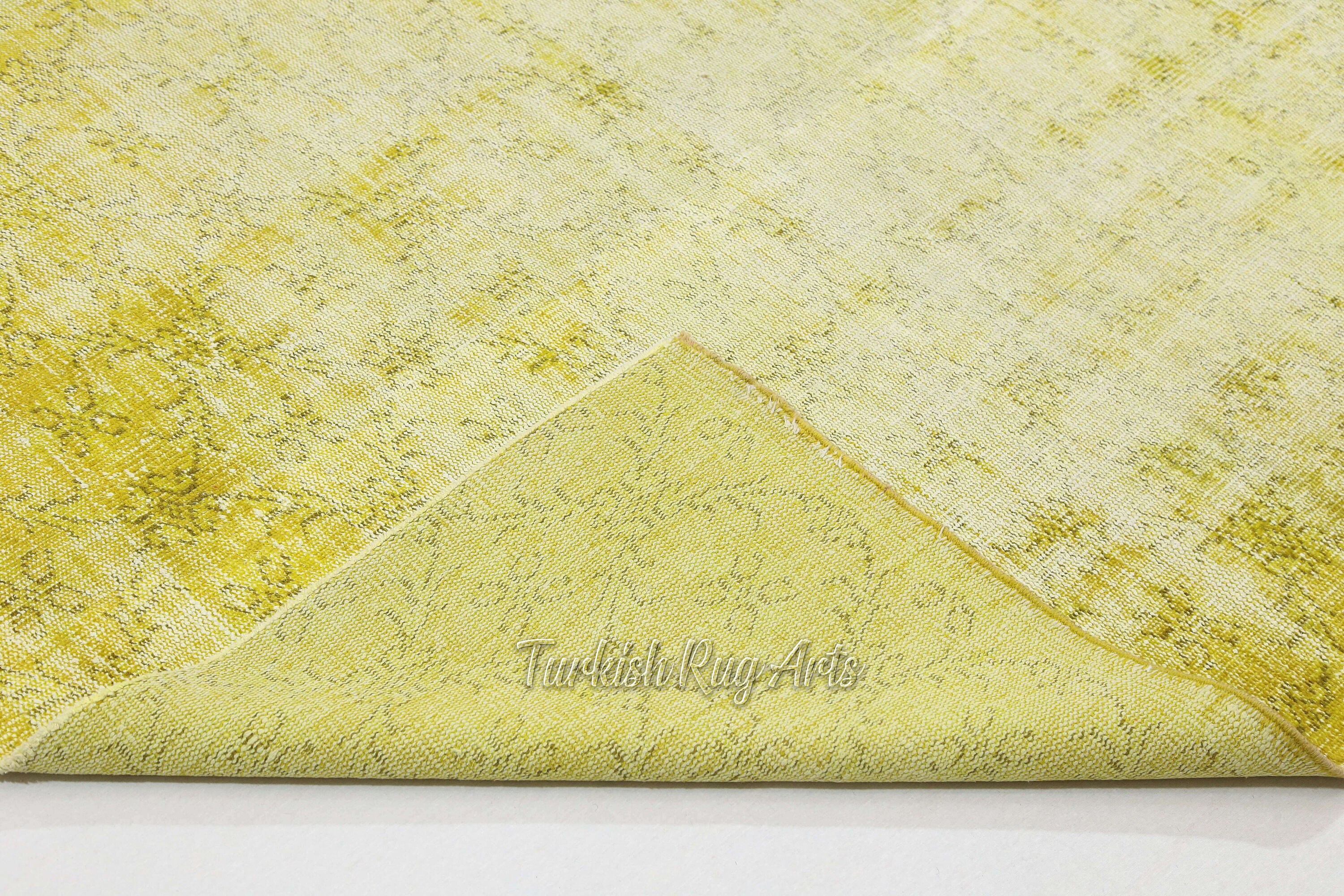 5.4x8.5 ft TURKISH FADED YELLOW Handmade Wool Rug Vintage | Etsy