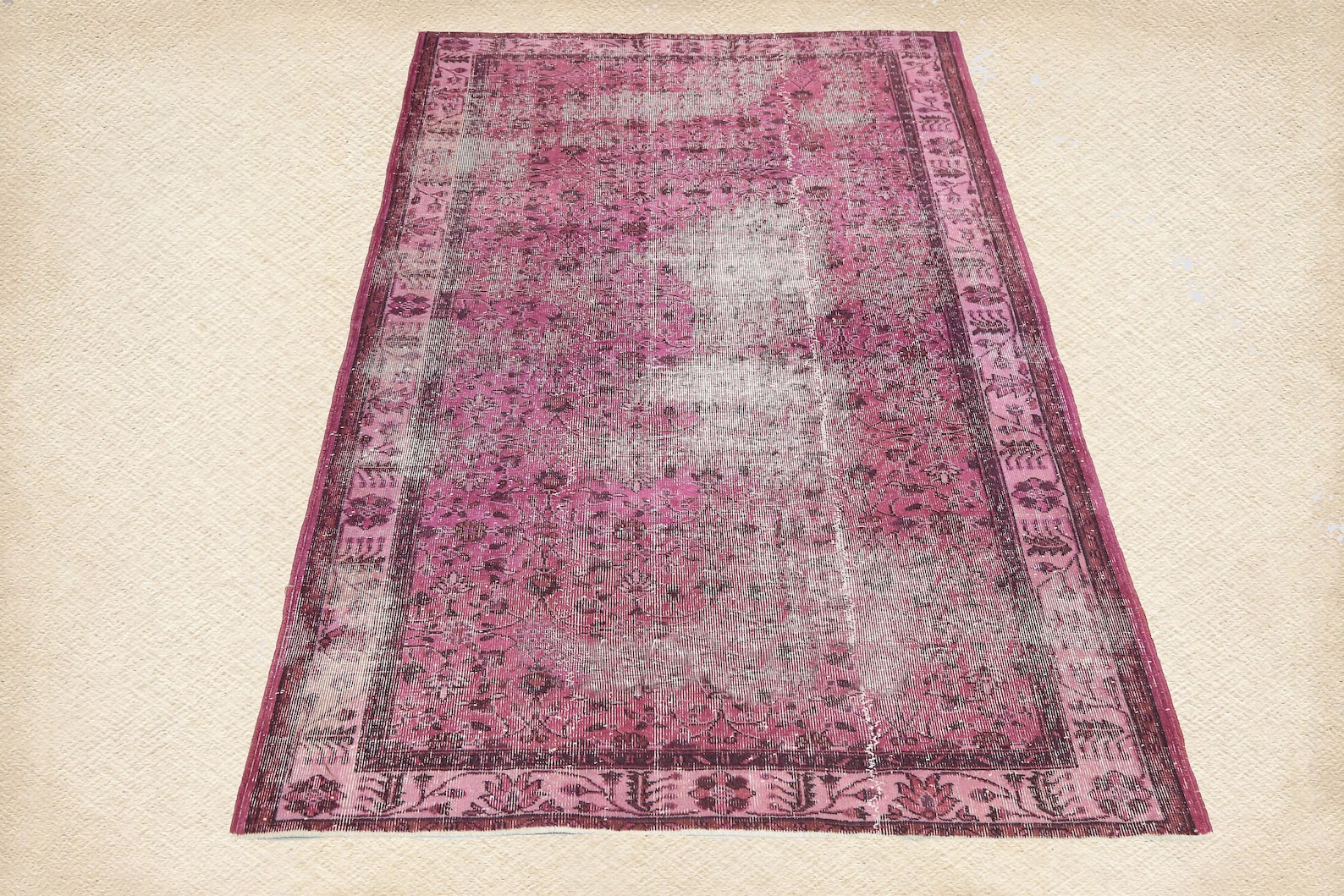 5.5x8.7 Ft VINTAGE PINK Area Rug Handmade Wool Rug Floral - Etsy