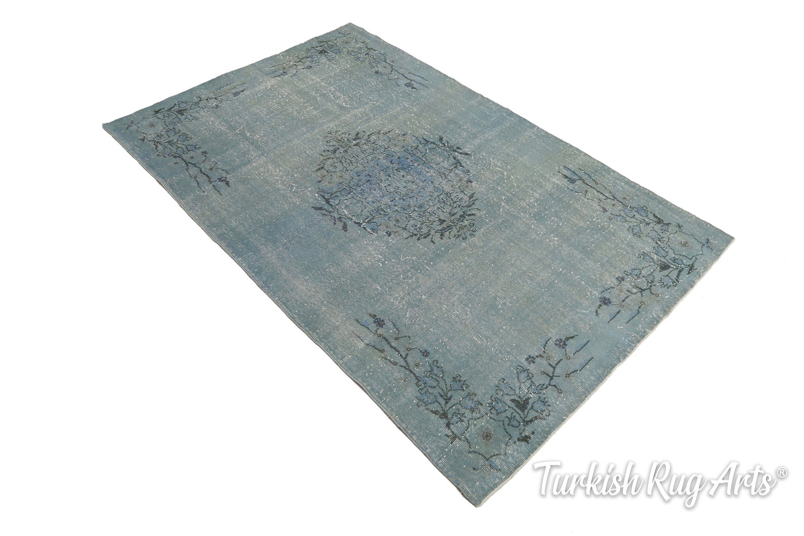 5.7x8.8 ft TURKISH RUG BLUE Rug Area Rug Oushak Rug | Etsy