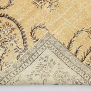 5.5x9 Ft, TURKISH MEDALLION VINTAGE Rug, Oushak Area Rug, Wool, Living ...