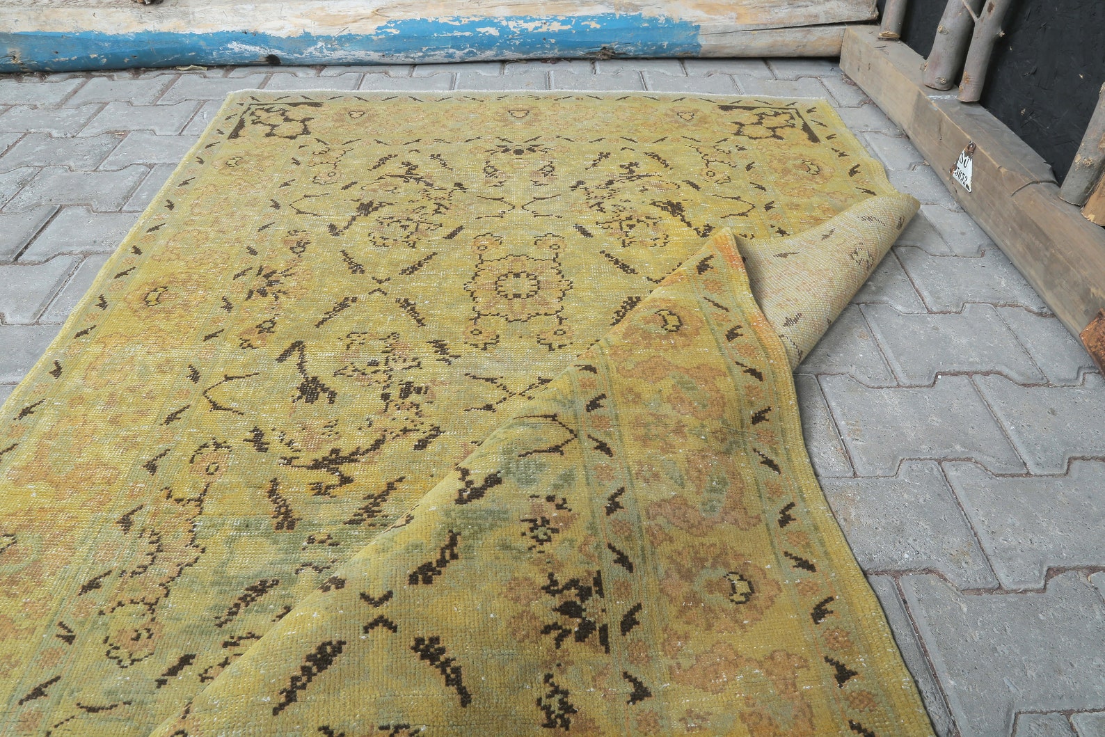 4x7 ft ANTIQUE TURKISH Rug MUSTARD Colored Area Rug | Etsy