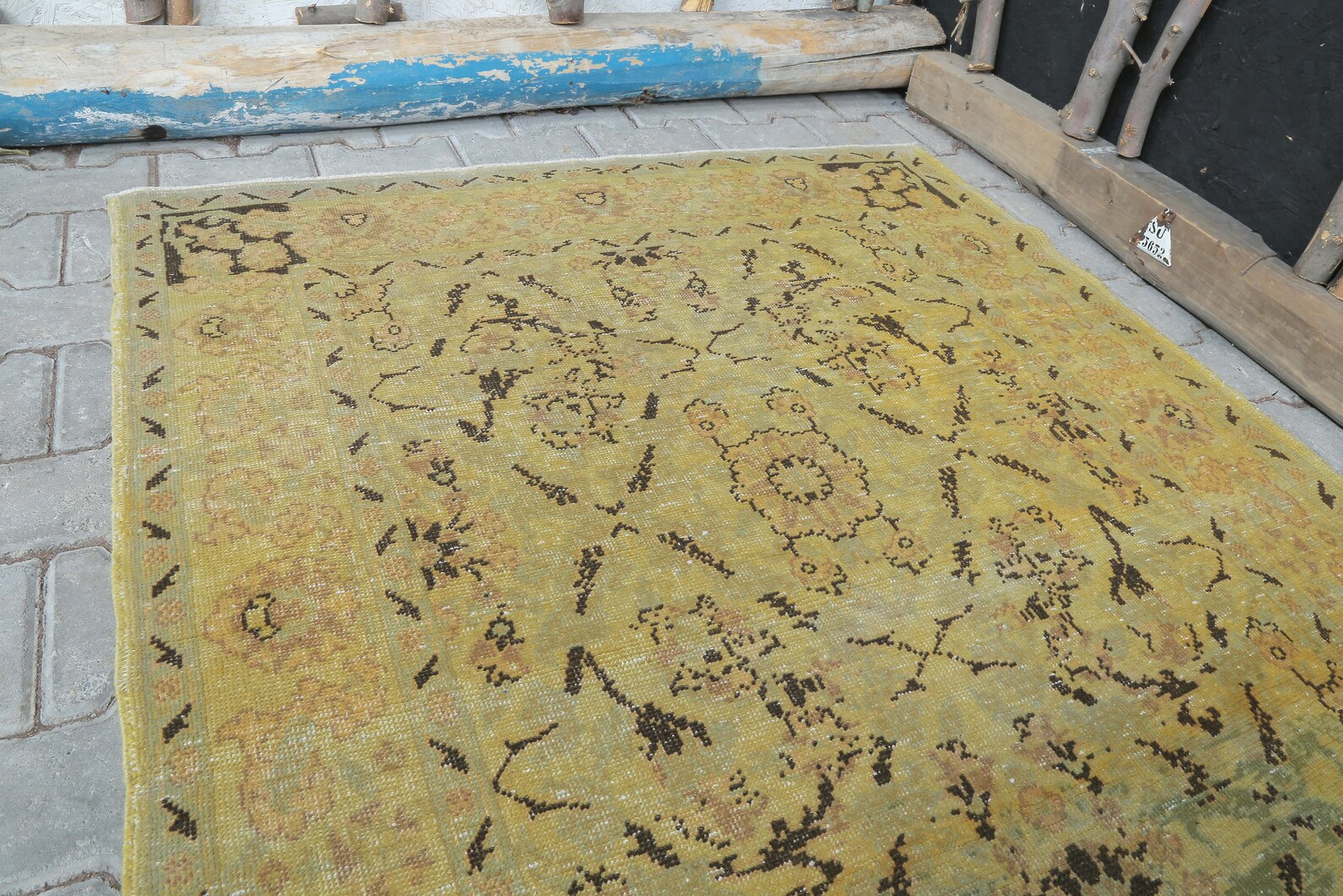 4x7 ft ANTIQUE TURKISH Rug MUSTARD Colored Area Rug | Etsy