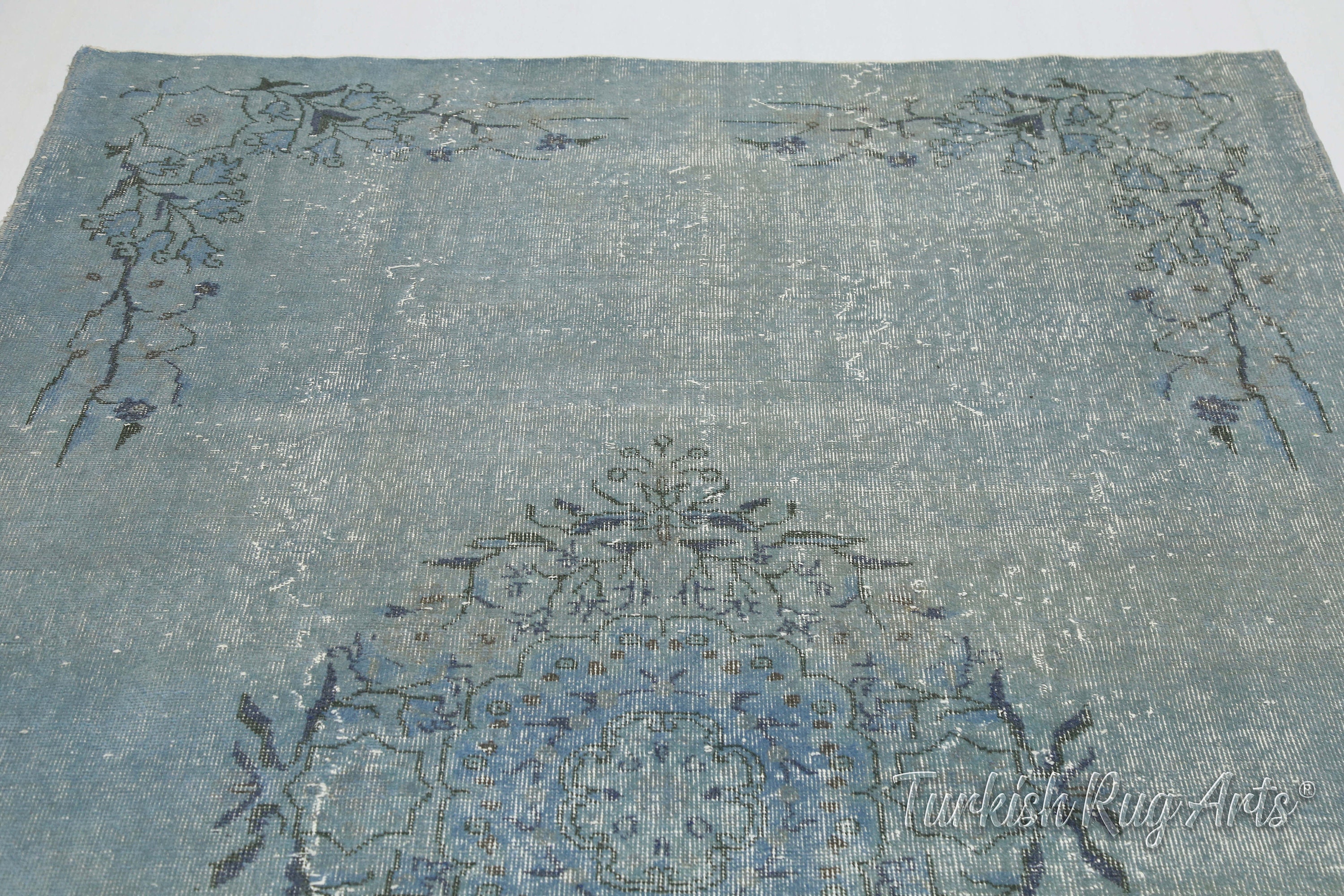 5.7x8.8 ft TURKISH RUG BLUE Rug Area Rug Oushak Rug | Etsy