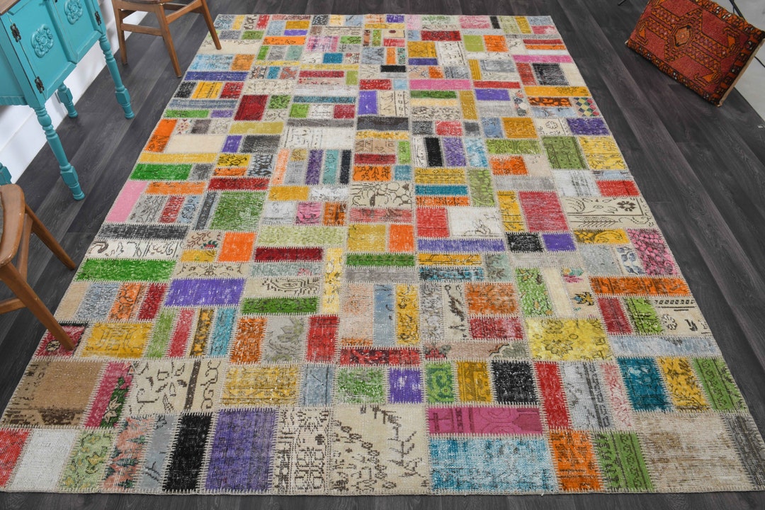 8.2x11.6 Ft, TURKISH Rug, PATCHWORK Rug, VINTAGE Rug, Oushak Rug, Area ...