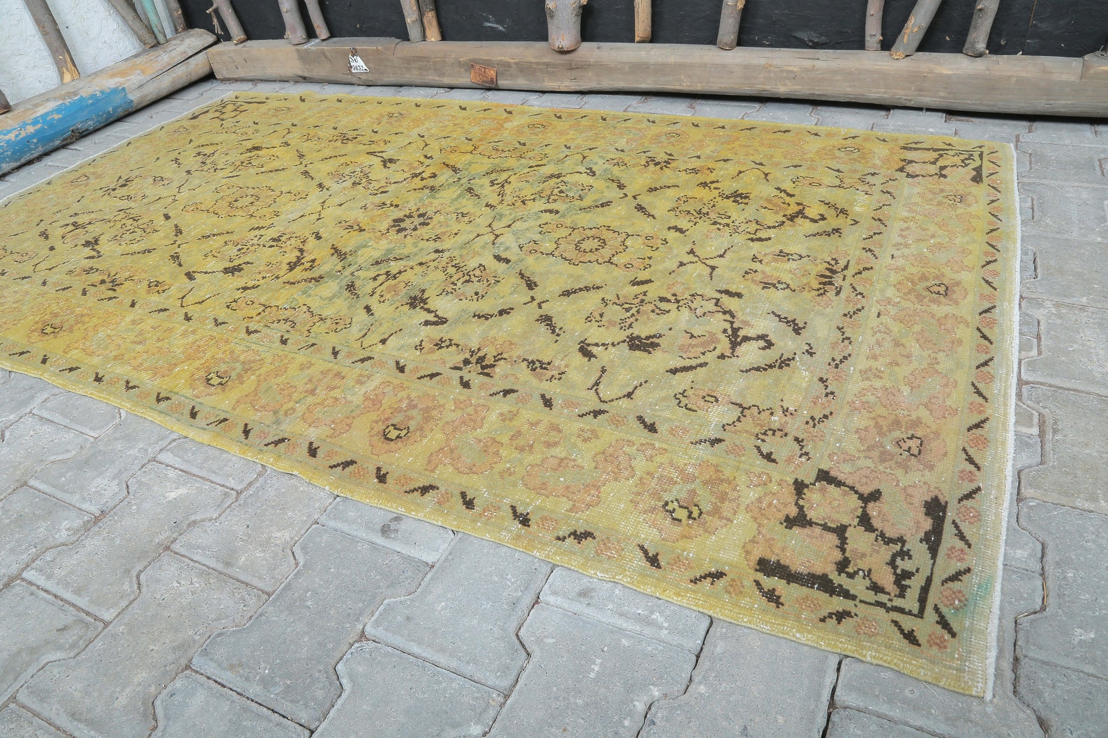 4x7 ft ANTIQUE TURKISH Rug MUSTARD Colored Area Rug | Etsy