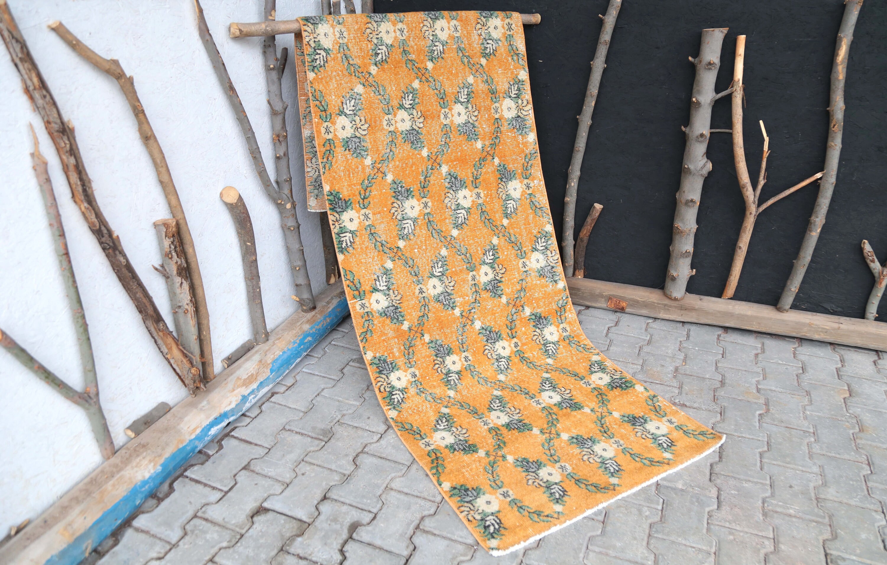 2.8x8.8 Ft TURKISH RUNNER RUG Entryway Rug Floral Rug | Etsy