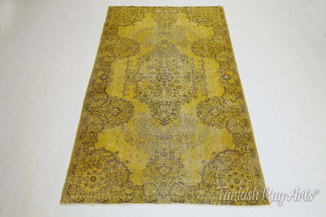 5.2x9 Ft, YELLOW, VINTAGE Rug, TURKISH Rug, Handmade, Bohemian, Wool ...