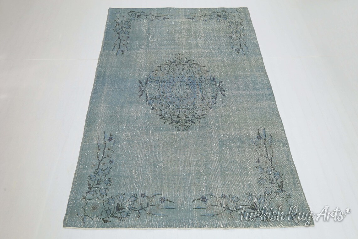 5.7x8.8 ft TURKISH RUG BLUE Rug Area Rug Oushak Rug | Etsy