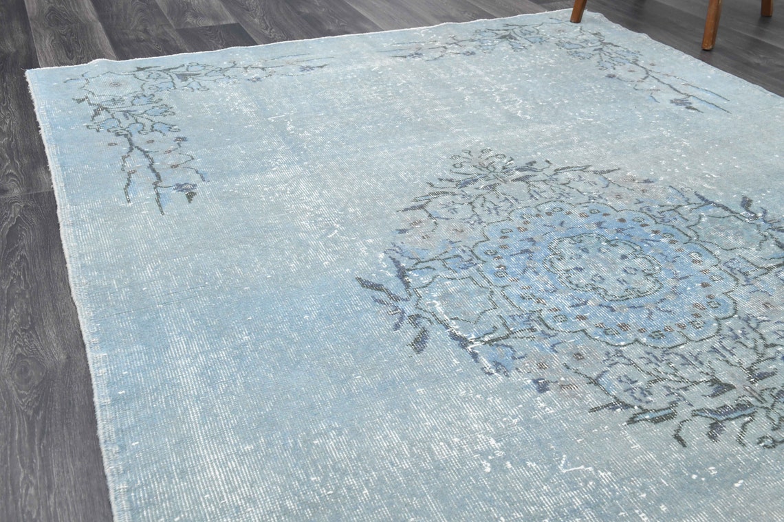 5.7x8.8 Ft TURKISH RUG BLUE Rug Area Rug Oushak Rug | Etsy