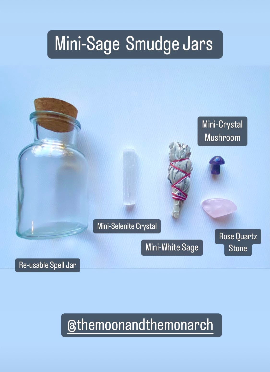 Mini-sage Smudge Jars Energy Clearing Kit Crystal Sage Spell Jars - Etsy