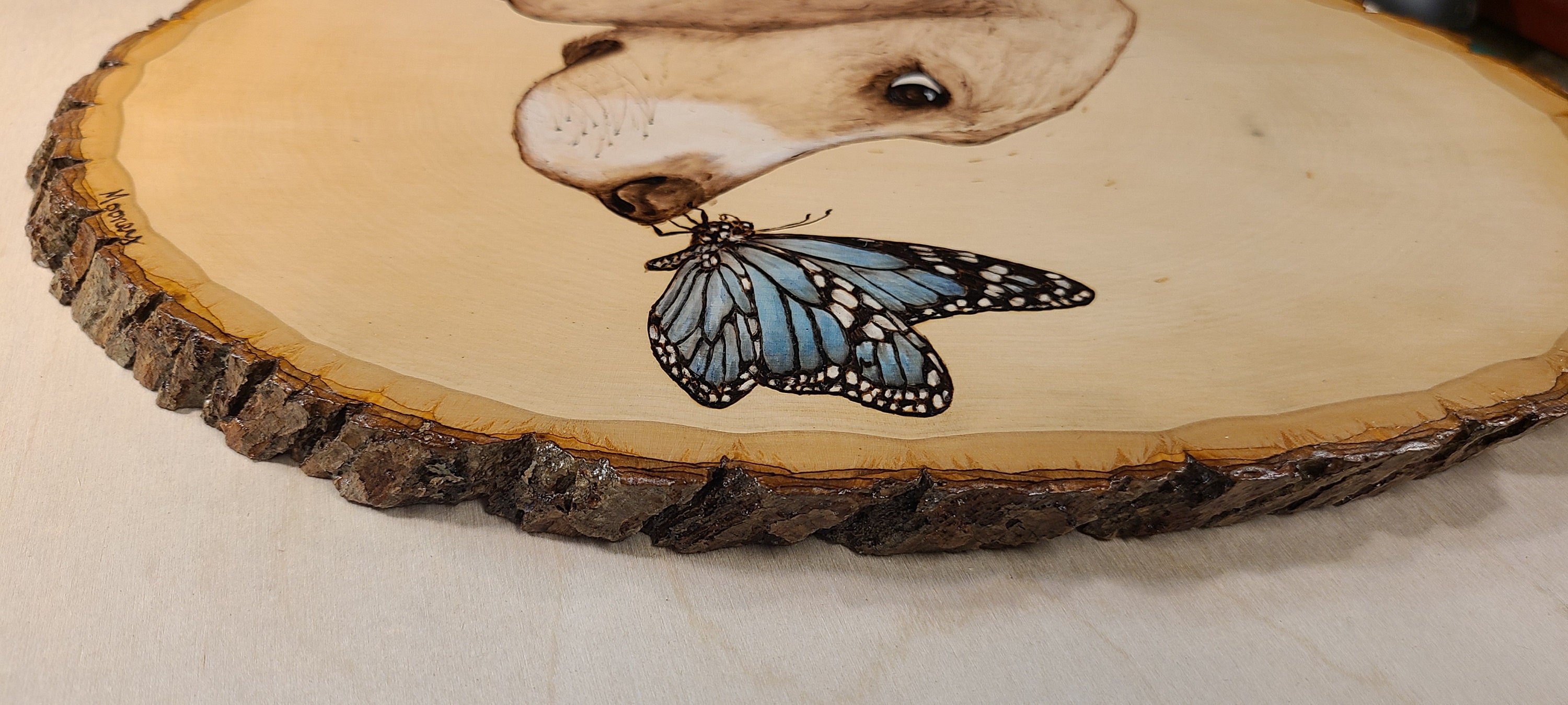 Puppy Blue Butterfly Wood Burning - Etsy