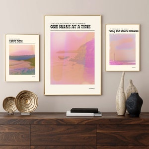 Sunset Retro Style Poster, Travel Art, Digital Poster, Seaside Poster ...