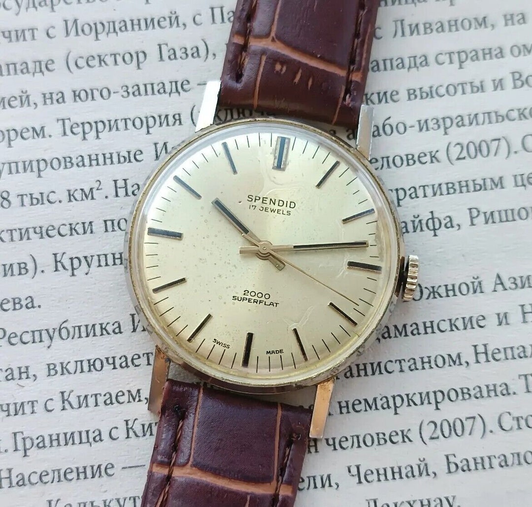 Vintage Swiss Mens Mechanical Watch: SPENDID 2000 SUPERFLAT, 17 Jewels ...