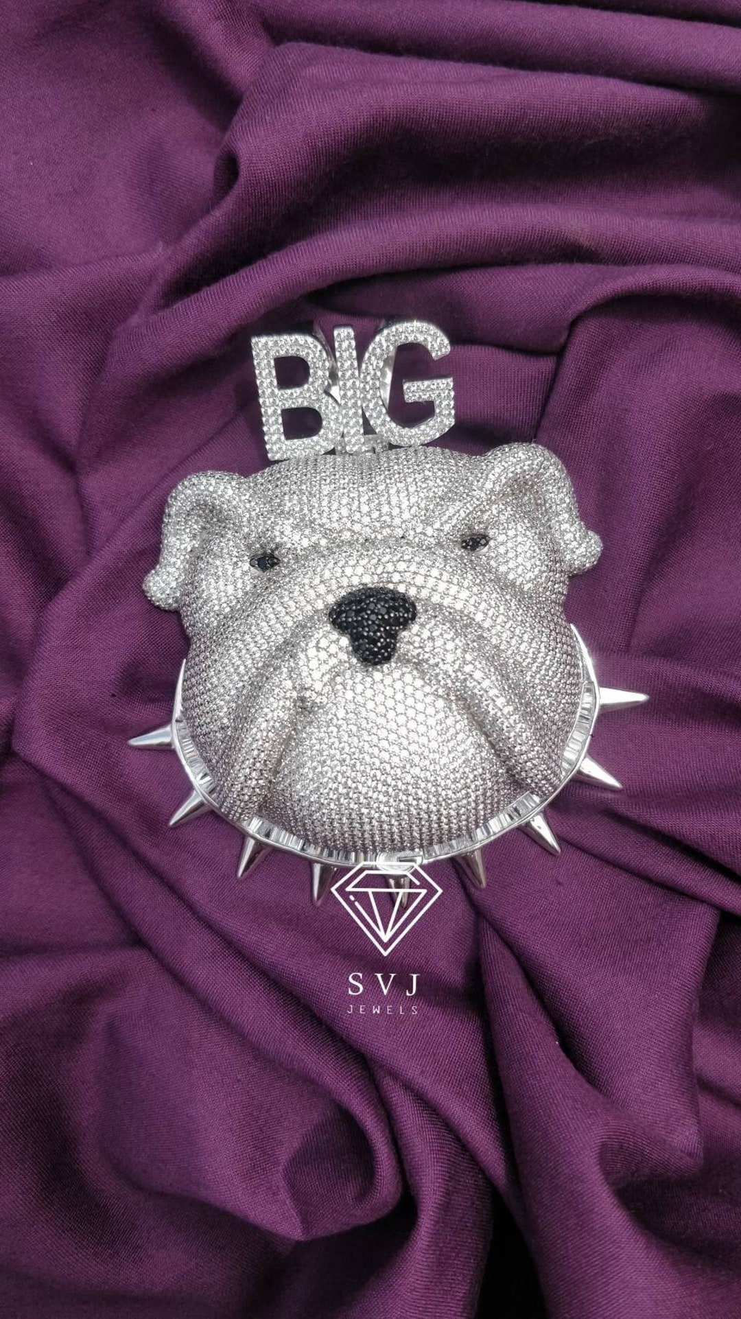Icedout VVS Moissanite Custom Pendant 2.5" Inch Bull Dog Pendant Fully ...