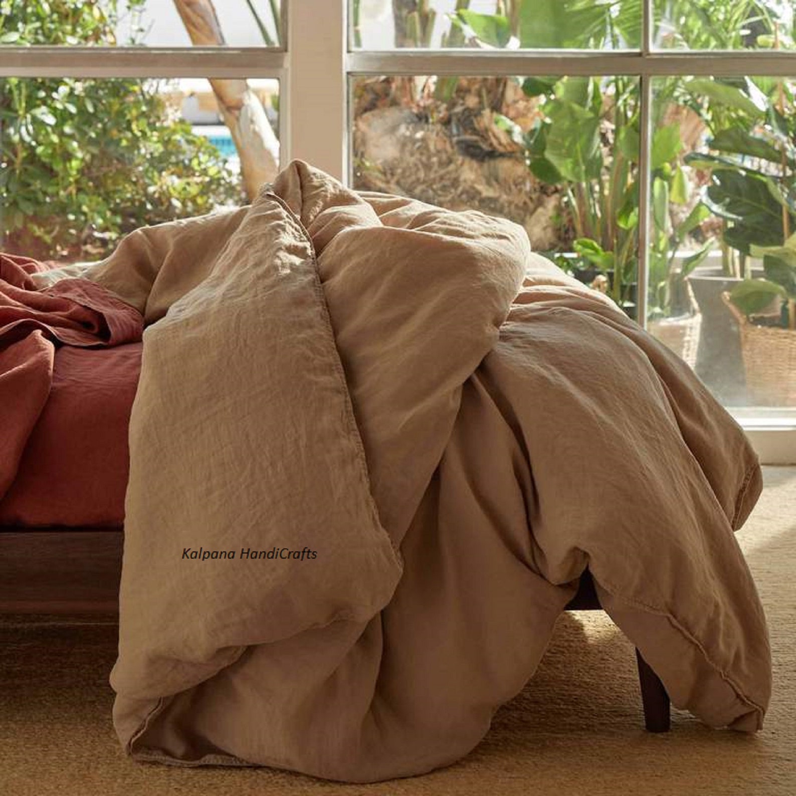 Caramel Color Washed Cotton Bedding Set Luxury Boho Bedding - Etsy