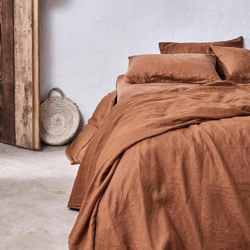Caramel Color Washed Cotton Bedding Set Luxury Boho Bedding - Etsy Canada
