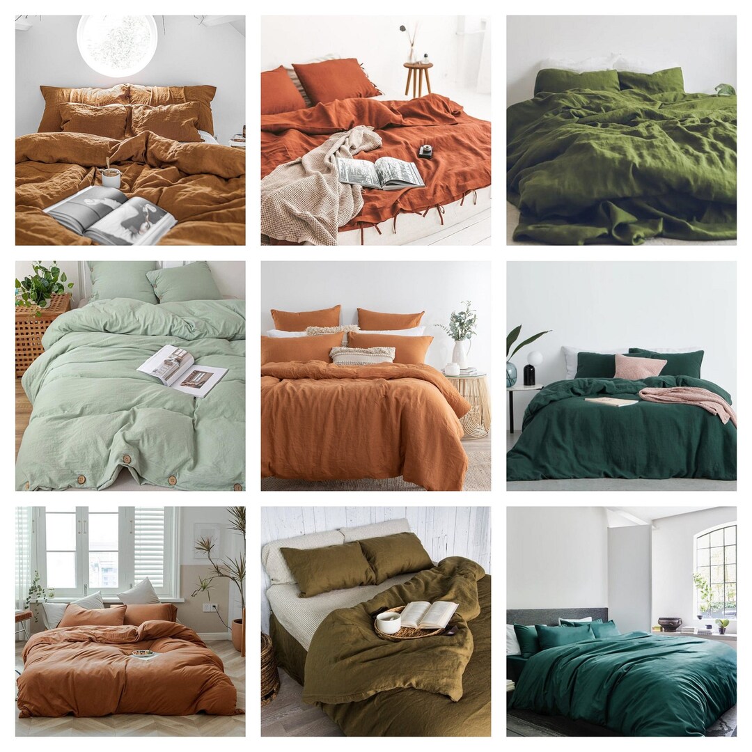 Multi-color Washed Cotton Duvet Cover-duvet Cover With Button - Etsy