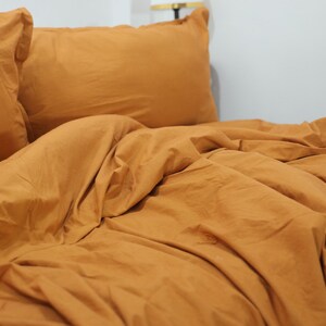Linen Bedding Set in Terracotta Color / Linen Duvet Cover With 2 Pillow ...