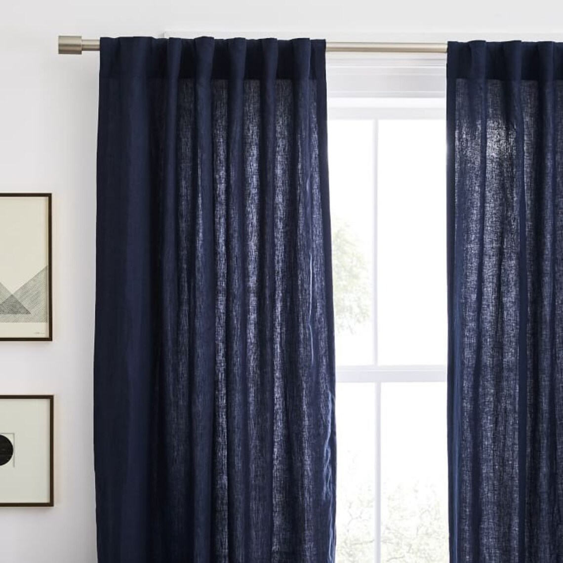 Midnight Blue Washed Cotton Curtain Set 2 Panel Cotton Curtain - Etsy