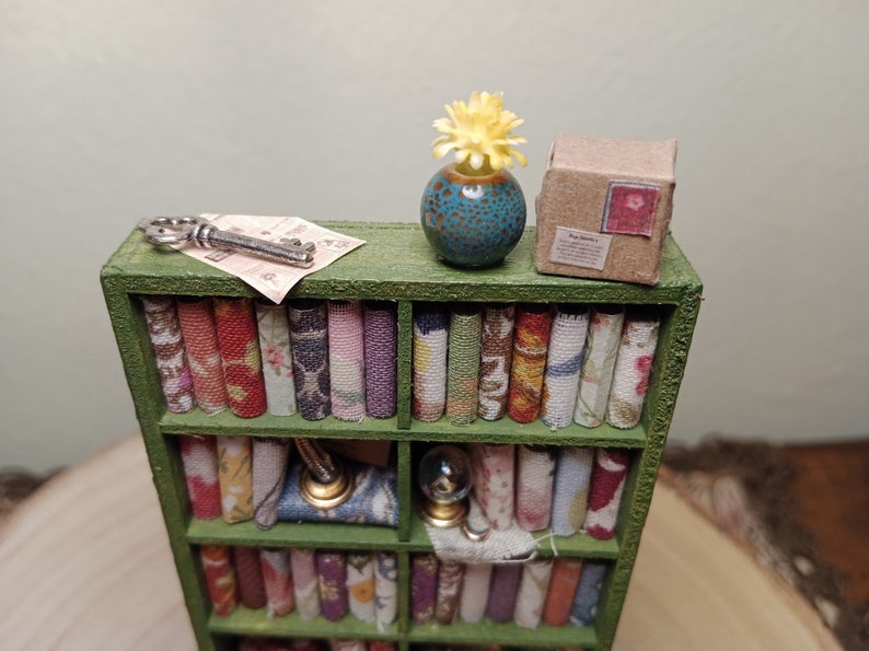 Mini Bookcase Magnet, Miniature Library, Library Diorama, Handmade ...