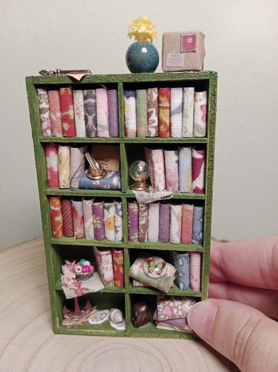 Mini Bookcase Magnet, Miniature Library, Library Diorama, Handmade ...