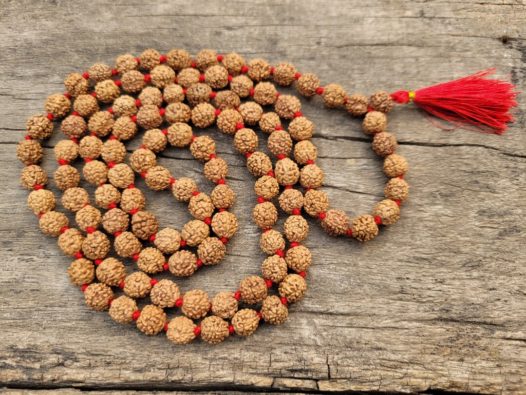 AAA Quality 8mm 108 1 Five Face Shiva Rudraksha Beads Natural Japa Mala ...