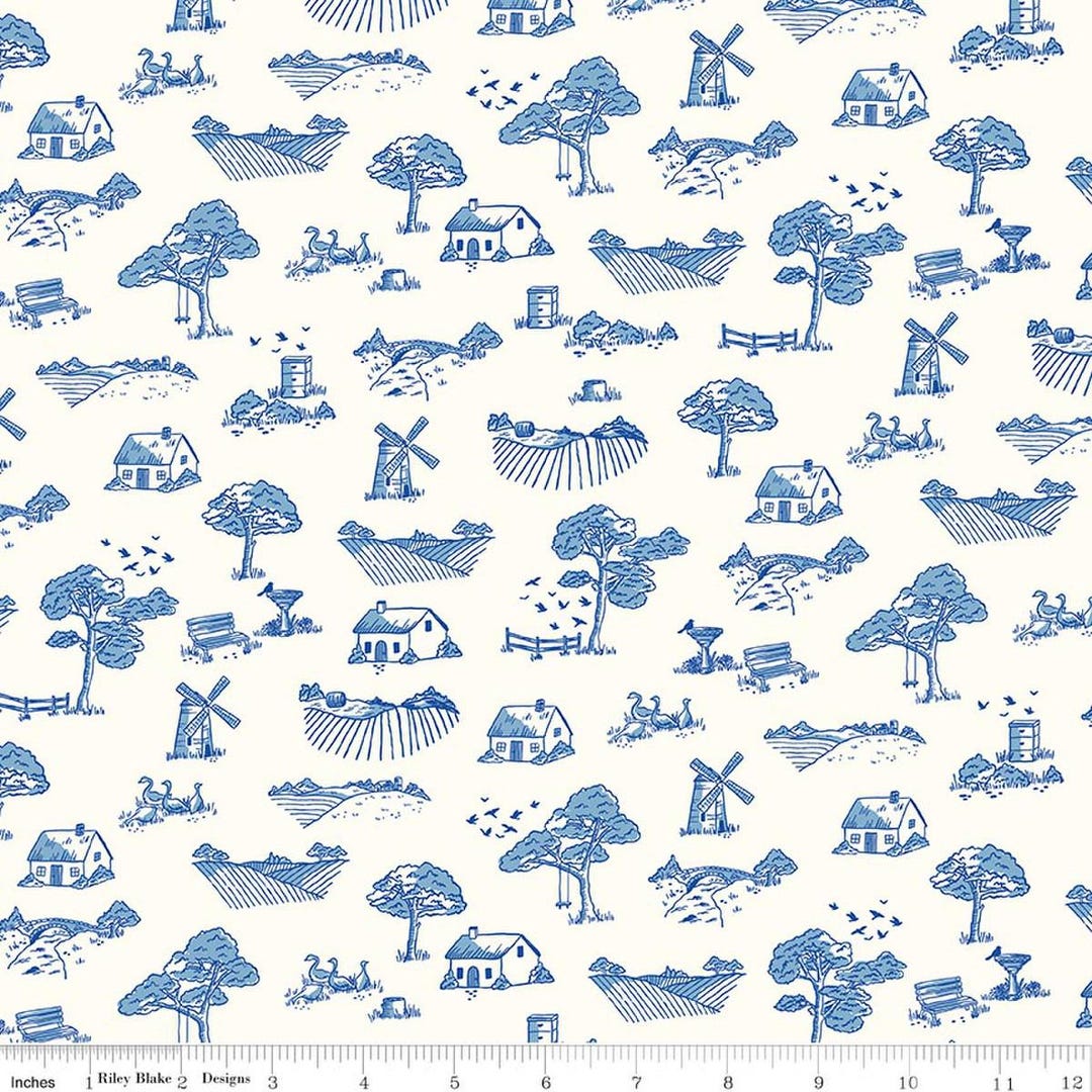 Toile in Blue (c17322-blue) | Virginia Rose | Katherine Lenius | Riley ...