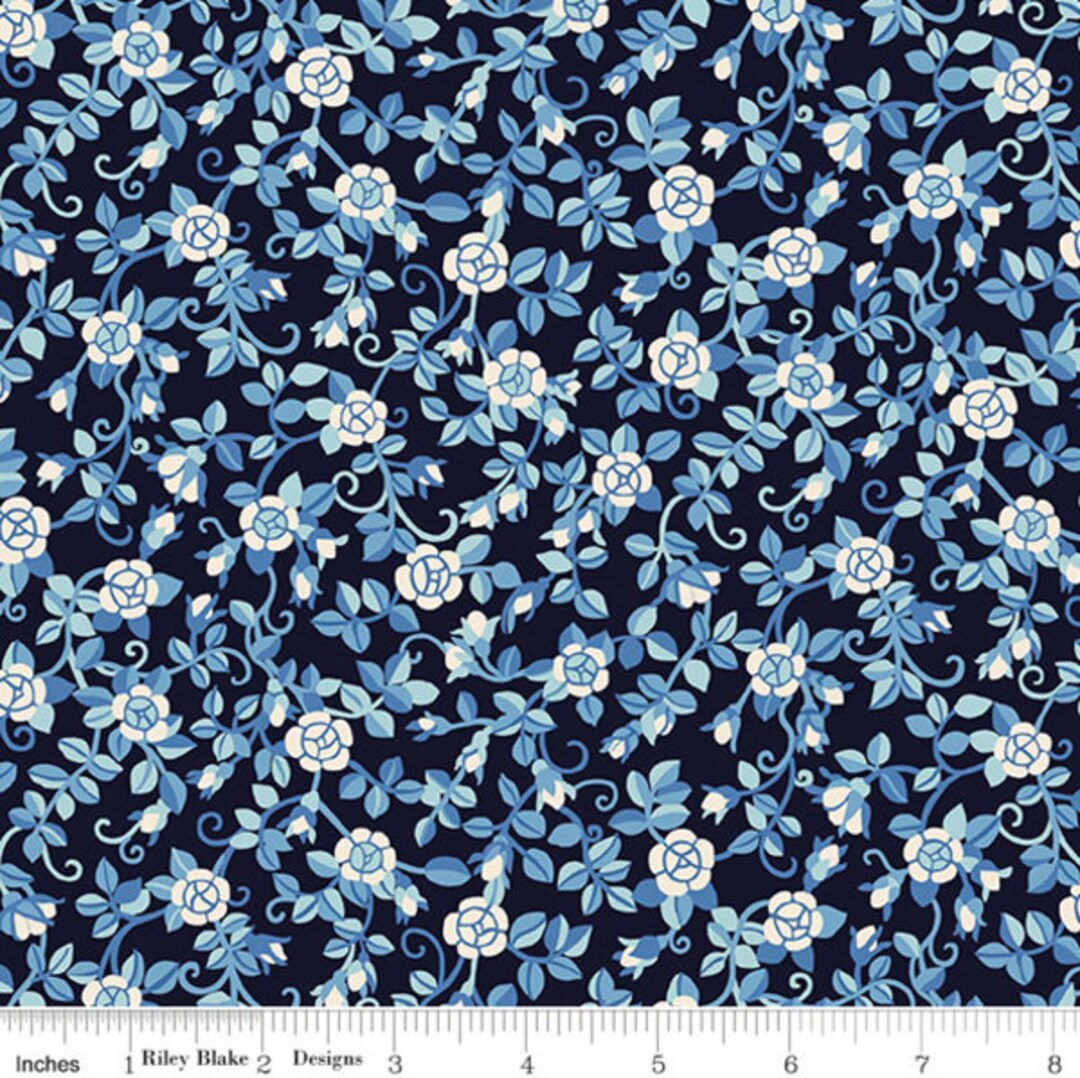 Patricia Rose in Blue 01667308a Arthur's Garden Liberty Fabrics Riley ...
