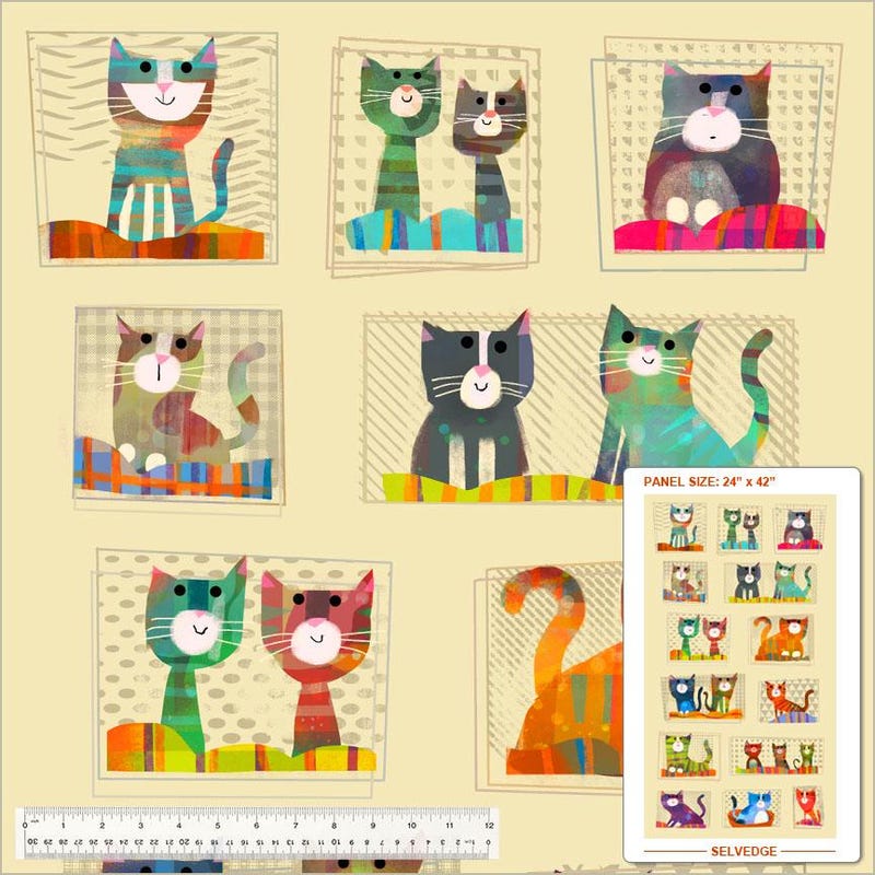 Cat Quilt Panel - Etsy