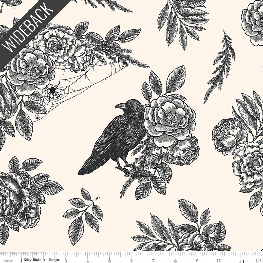 Floral Raven Wideback (108 Inch) in Cream (wb14628-cream) | RBD Widebacks | Riley Blake Designs ...