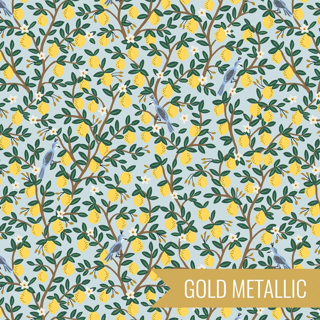 Lemon in Mint Metallic (rp703-mi2m) | Camont | Rifle Paper Co | Cotton ...