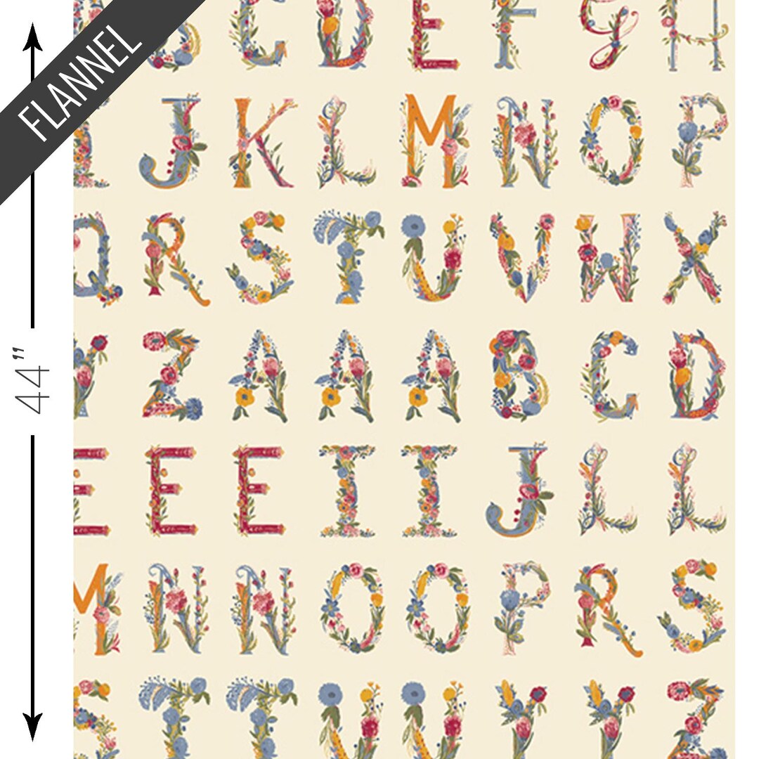 Joyeux Alphabet Flannel Panel in Two (f2008) | Art Gallery Flannel ...