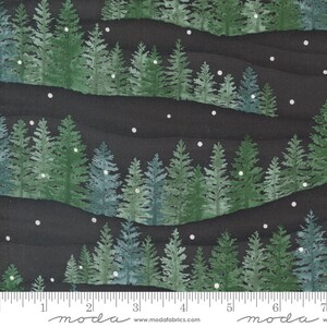 Winter Tree Line in Charcoal Black (56091 17) | Woodland Winter | Deb ...