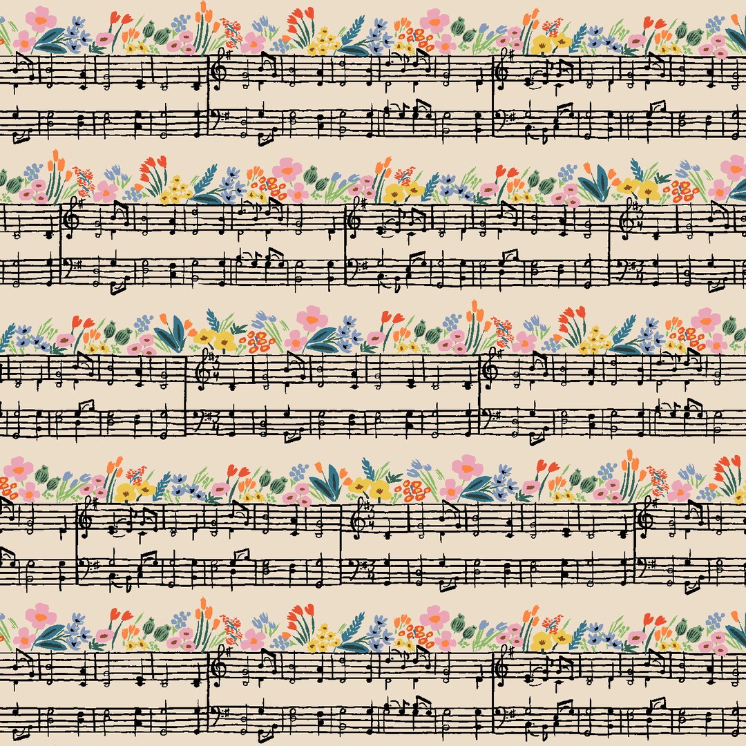 Music Notes in Cream (rp903-cr1) | Bramble | Rifle Paper Co | Cotton ...