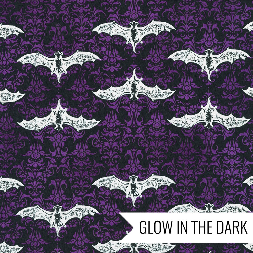 Bats Damask in Midnight Purple srk-22463-460 Lights Out Robert Kaufman ...